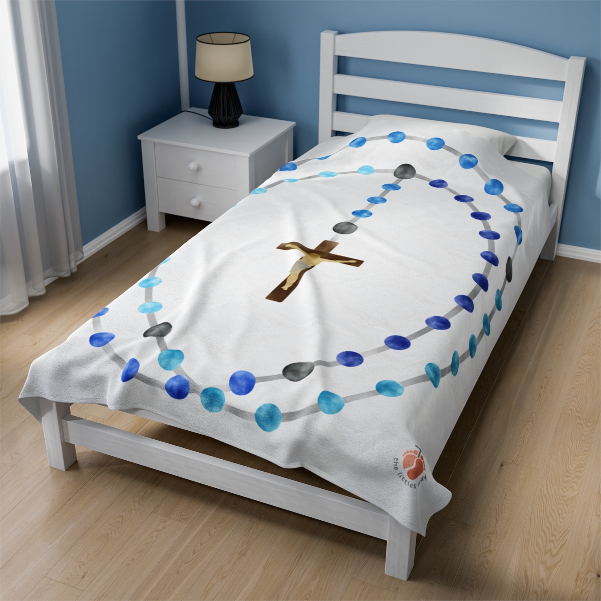 Marian Blue Walkable Rosary Throw Blanket - the littles way